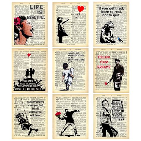 Banksy Wall Art Set Motivational Graffiti Street Art