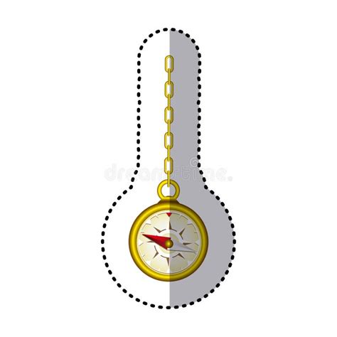 Sticker Golden Compass Hanging From A Gold Link Chain Stock