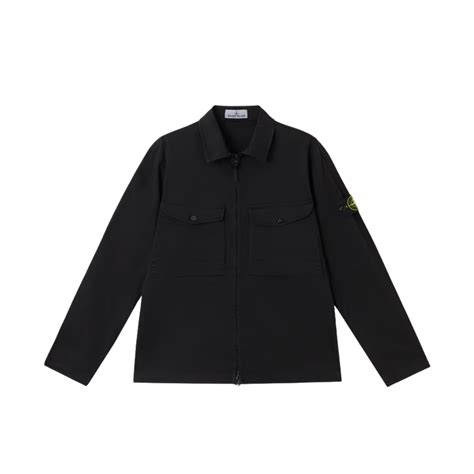 스톤 아일랜드 1200128 오가닉 스트레치 코튼 사틴 오버셔츠 블랙 25ss Stone Island Kream