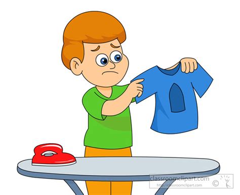Household Boy Ironing Goes Wrong Classroom Clipart