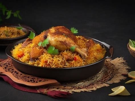 Premium Ai Image Chicken Biryani With Steamed Basmati Rice