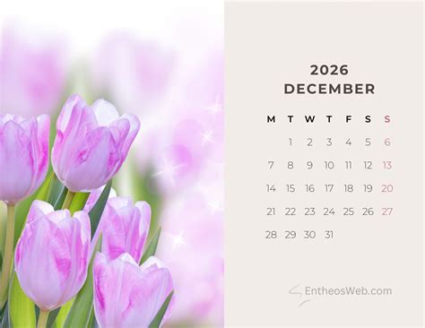 Beautiful Flowers 2026 Monthly Calendar Printable Monday Start