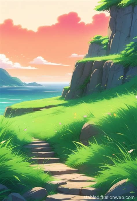 90s Anime Style Digital Painting Tutorial Grass On Cliff Stable