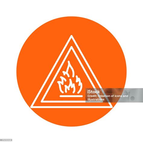 Panneau Davertissement Risque Dincendie Icône De Ligne Noire