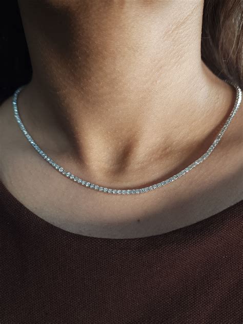 14kt Gold 5 60 Ct 17 Inch Lab Grown Diamond Tennis Necklace Elizabeth