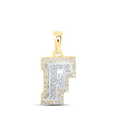 10kt Two Tone Gold Womens Round Diamond F Initial Letter Pendant 15