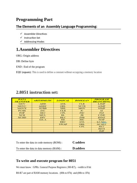 Assembly Language Programming For 8051 Pdf Assembly Language