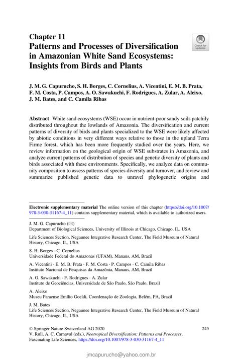Pdf Patterns And Processes Of Diversification In Amazonian White Sand Ecosystems Insights