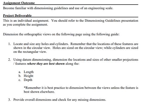 Assignment Outcomebecome Familiar With Dimensioning