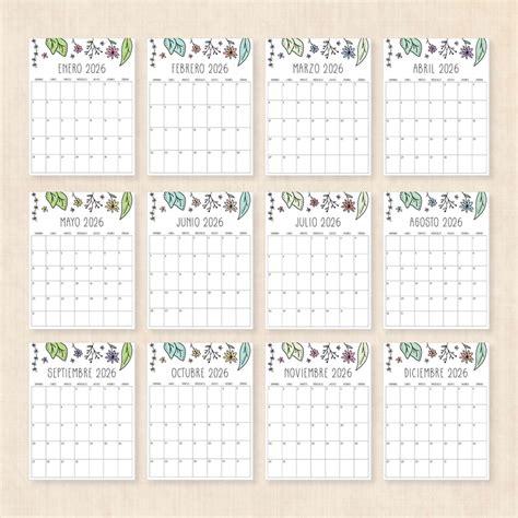 Calendario 2026 Para Imprimir · Plantillas Pdf