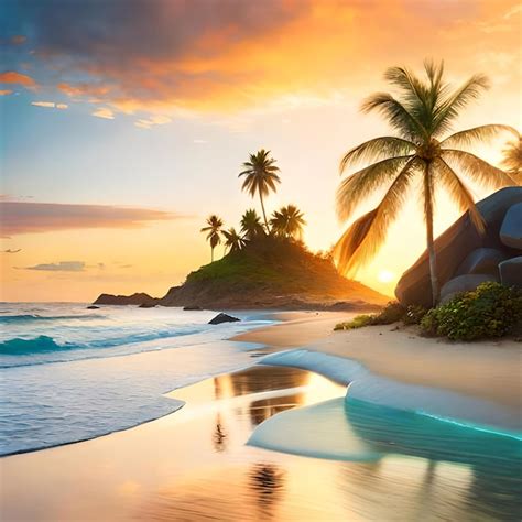 Premium Ai Image Beautiful Tropical Beach And Sea With Coconut Palm