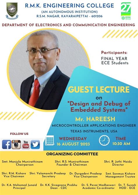 Ece Rmk On Linkedin Greetings From Department Of Ece Rmk Engineering College Guest