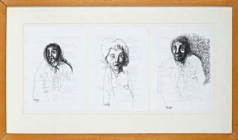 Lot Anthony Griffis City Souls Triptych Pen On Paper Frame 84 X 50 Cm Signed