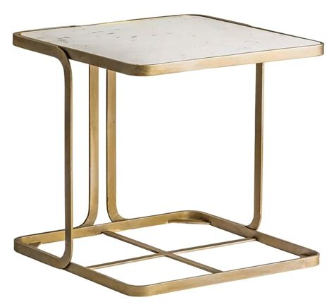 Table D‘appoint Art Déco Métal Doré Et Plateau Marbre Blanc Anato