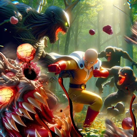 Saitama Punching Monsters By Rafai33 On Deviantart