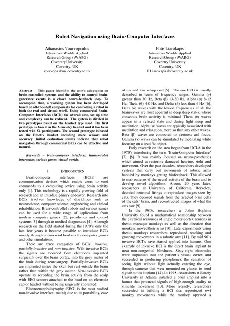 Pdf Robot Navigation Using Brain Computer Interfaces