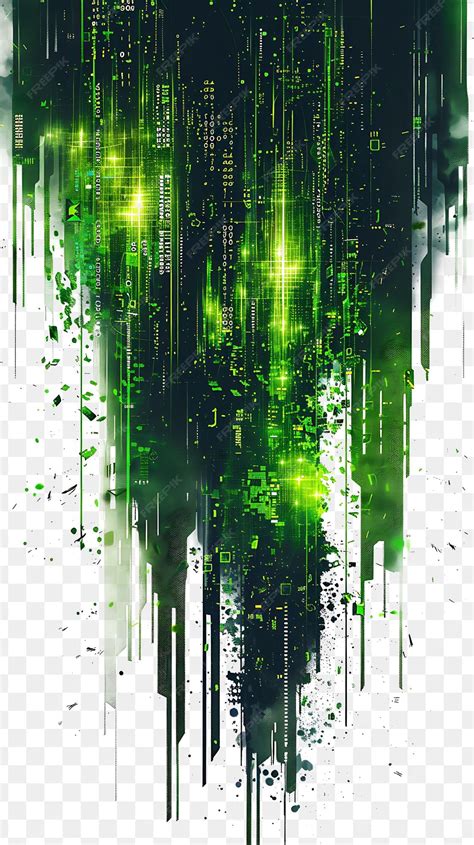 Premium Psd Hacker Encryption Glitch With Binary Code Abstract Shapes