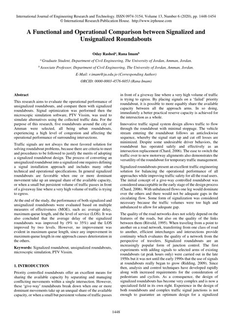 Pdf A Functional And Operational Comparison Between Signalized And