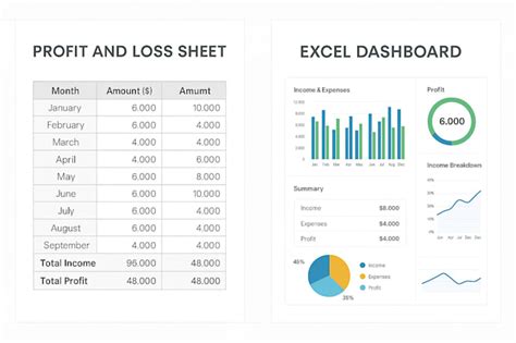 create automated excel profit and loss sheet with dashboard by