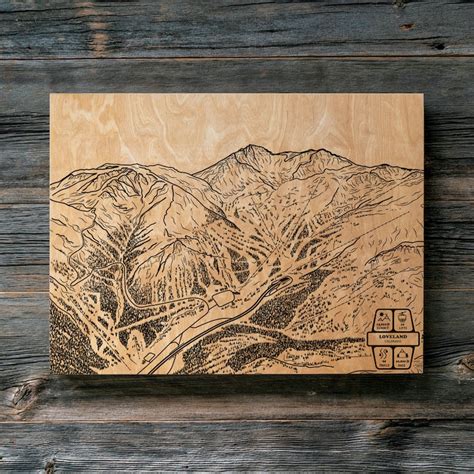 Loveland Colorado Ski Trail Map Engraved Wood Wall Art Etsy