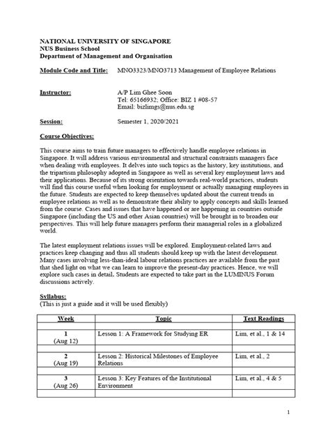 Mno3323 Mno3713 Er Sem 1 2020 2021 Course Outline Lgs 1 Pdf