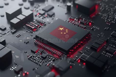 A Microchip Featuring Chinese Flag Symbolizes Chinaâ€™s Dominance In Technology And Ai Stock