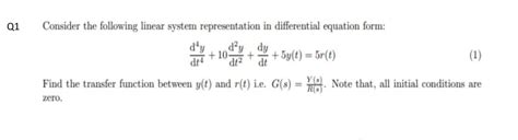 Solved Consider The Following Linear System Representation Chegg