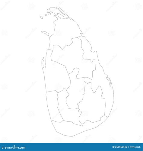 Politieke Kaart Van De Administratieve Divisies Van Sri Lanka Stock