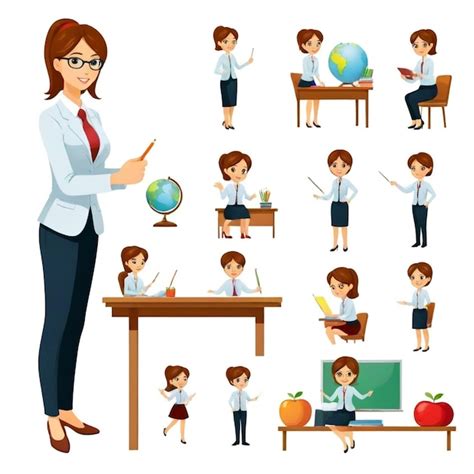 Teacher Vector Set White Background Isolated Premium Ai Generated Vector