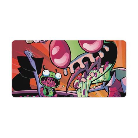 Invader Zim Mouse Pad Extended Gaming No Sliped Large Desk Mat Stitched Edge Keyboard Mat