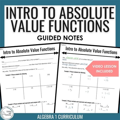 Introduction To Absolute Value Guided Notes For Prealgebra And Algebra 1 Video