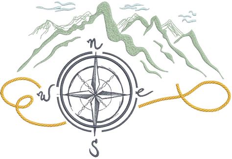 Climbers Compass Embroidery Design