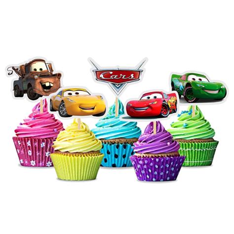 25pcs Cars Lightning Mcqueen Pixar Cupcake Topper Shopee Malaysia