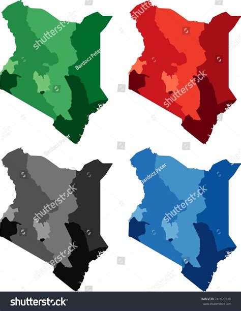 Highly Detailed Kenya Political Map Four Stock Vector Royalty Free