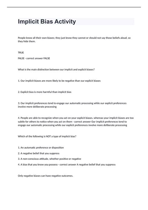 Implicit Bias Activity Questions And Answers Implicit Bias Stuvia Us