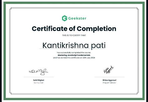 Completed Javascript Fundamentals Course Kantikrishna Pati Posted On