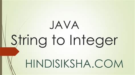 Java String To Integer Conversion In Hindi Youtube