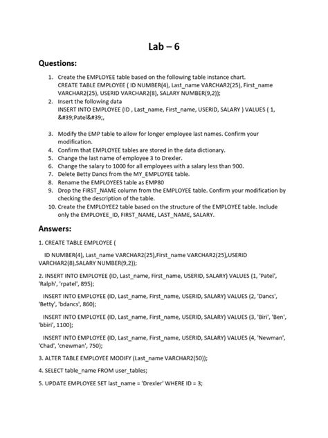 Dbms Lab Question And Solution Pdf Sql Data Model