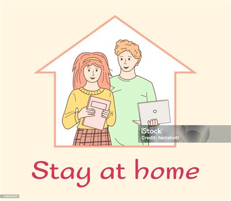 Pasangan Tinggal Di Rumah Isolasi Diri Pekerjaan Rumah Tangga Ilustrasi