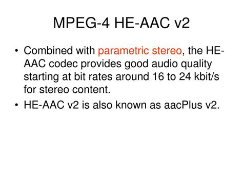 Ppt An Overview Of Perceptual Audio Coding And Mpeg Aac Powerpoint