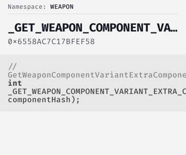 GetWeaponComponentVariantExtraComponentCount FiveM Natives Cfx Re Docs