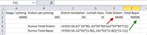 Belajar Excel Contoh Cara Menghitung Diskon Atau Potongan Harga Di Excel