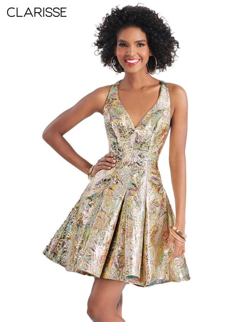 French Novelty Clarisse 3903 Amazing Shimmering Print Short Party Dress