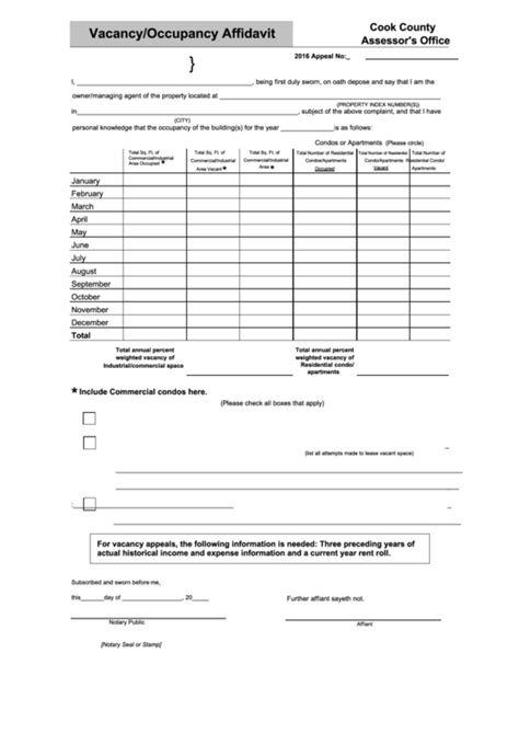 Occupancy Affidavit Form Printable Form 2024