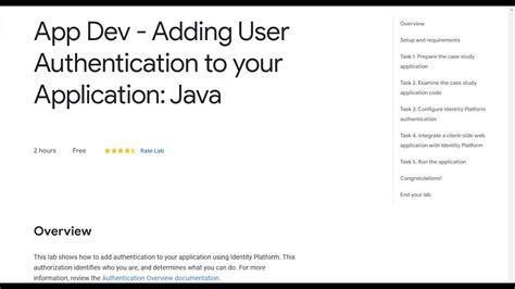 App Dev Adding User Authentication To Your Application Java Qwiklab Youtube