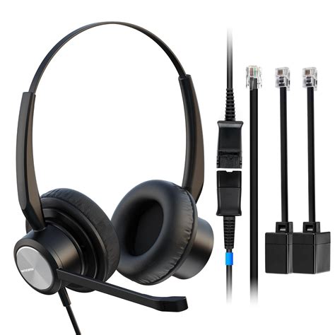 Wired Office Deskphone Headset With Noise Cancelling Microphone For