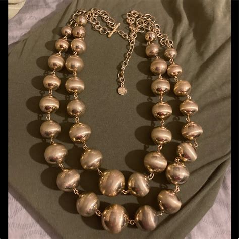 Rj Graziano Large Layered Gold Ball Bead Necklace Gem