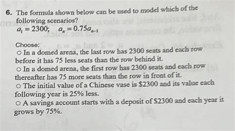 Solved 6 The Formula Shown Below Can Be Used To Model Which Of The
