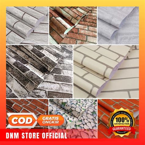 Jual Wallpaper Motif Bata 45cm X 1m Dinding Motif Bata Mix Classic Biru