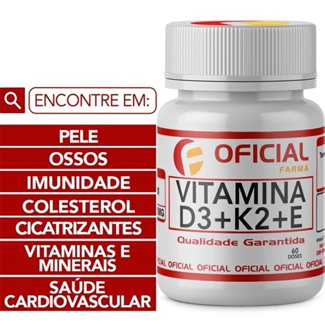Vitamina D3 20000ui K2 120mcg E 700ui 60 Doses 446 R 185 90